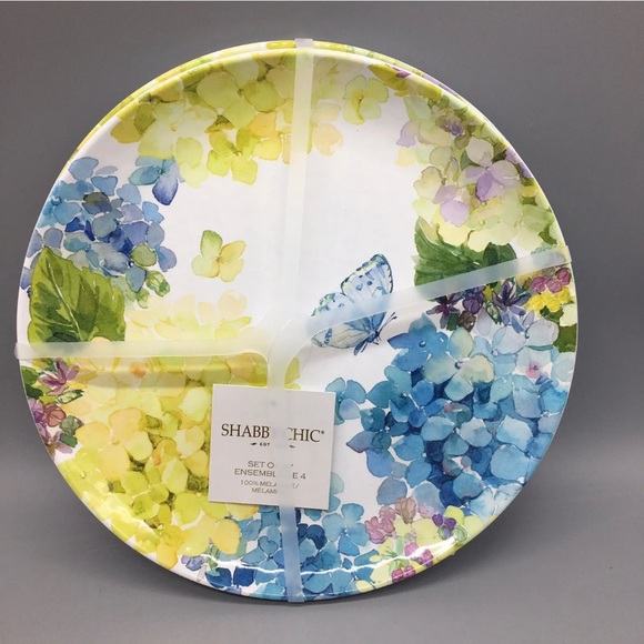 Shabby Chic | Dining | Set Of 4 Shabby Chic Blue Butterfly Hydrangea ...